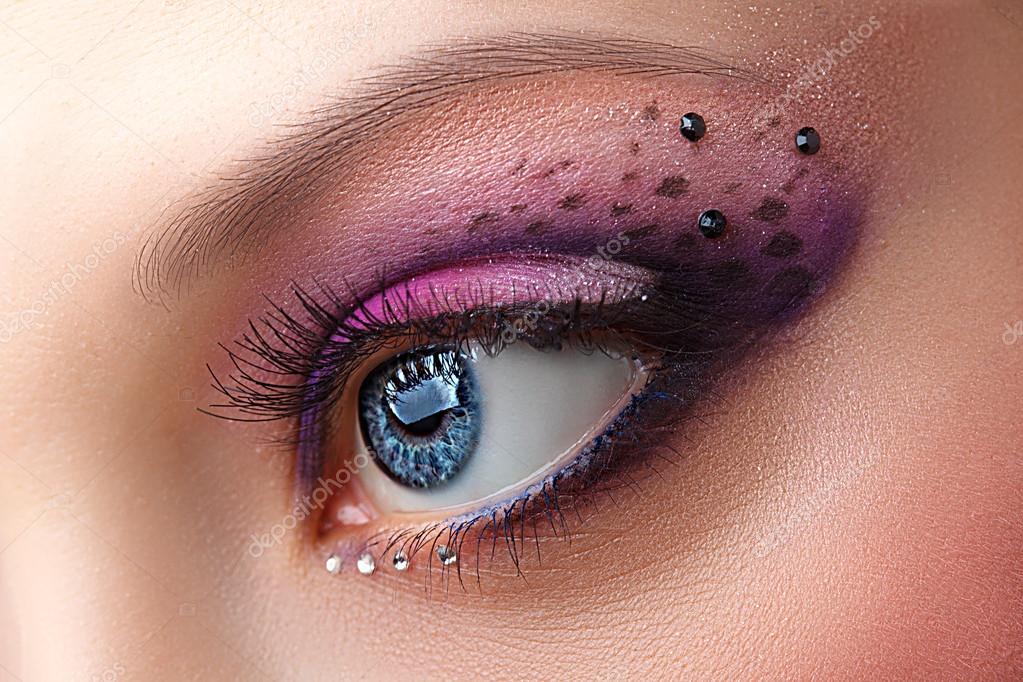 Purple Eye Makeup Close Up