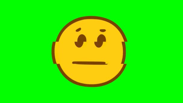 Sad Face Emoticon Glitch Effect Green Background Emoji Motion Graphics ...
