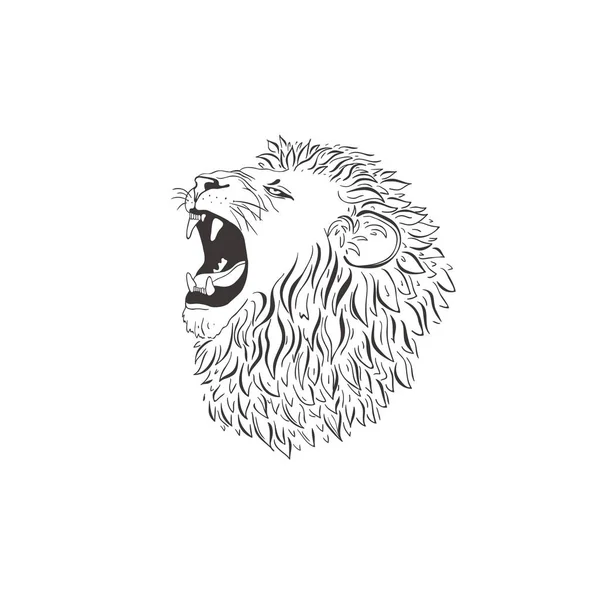 León Rugiendo Vista Lateral En Blanco Y Negro