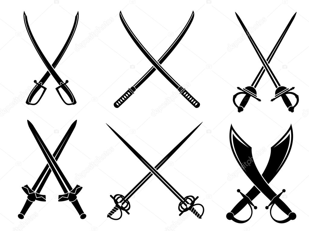 Swords, sabres and longswords set — Stock Vector © Seamartini #19388641