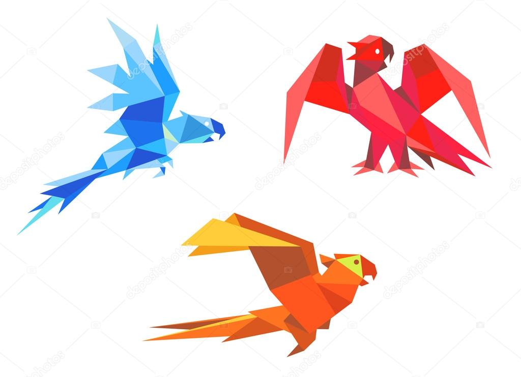 Origami parrots — Stock Vector © Seamartini #21378993