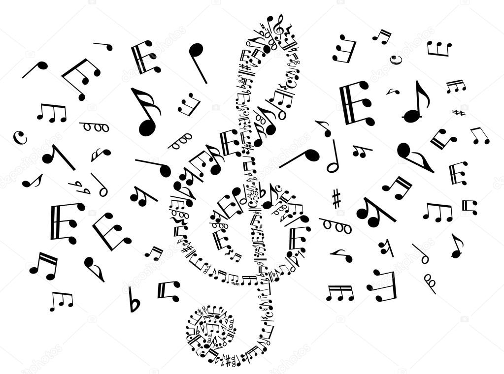 Musikalischen Notenschlüssel mit Noten — Stockvektor © Seamartini #21379047