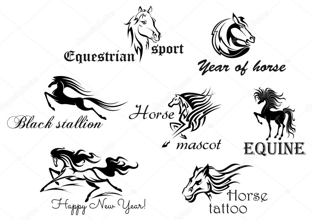 Black horses with decorative scripts Stock Vector by ©Seamartini 36533865