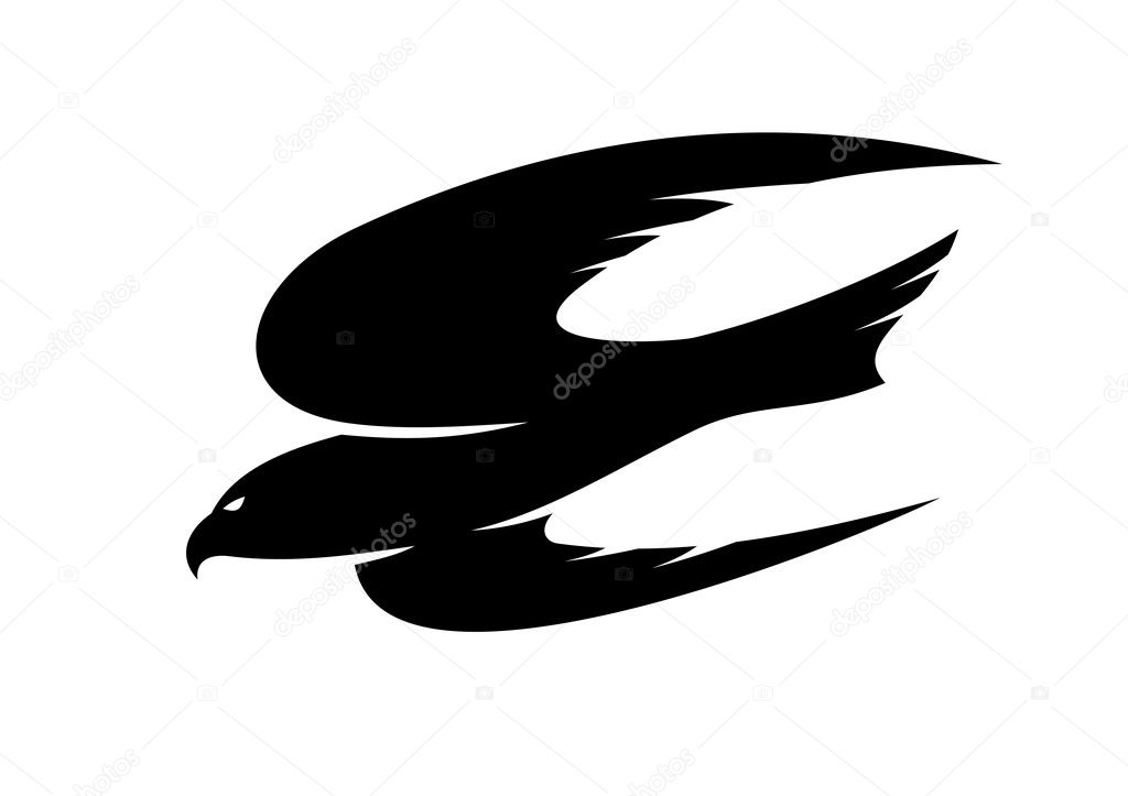 Ilustración negra abstracta de un halcón volando Vector de stock por ...