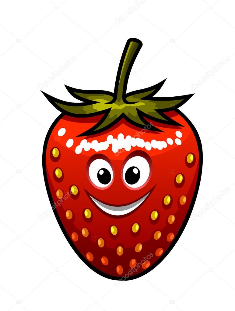 Fraise souriant avec la tige verte — Image vectorielle Seamartini ...