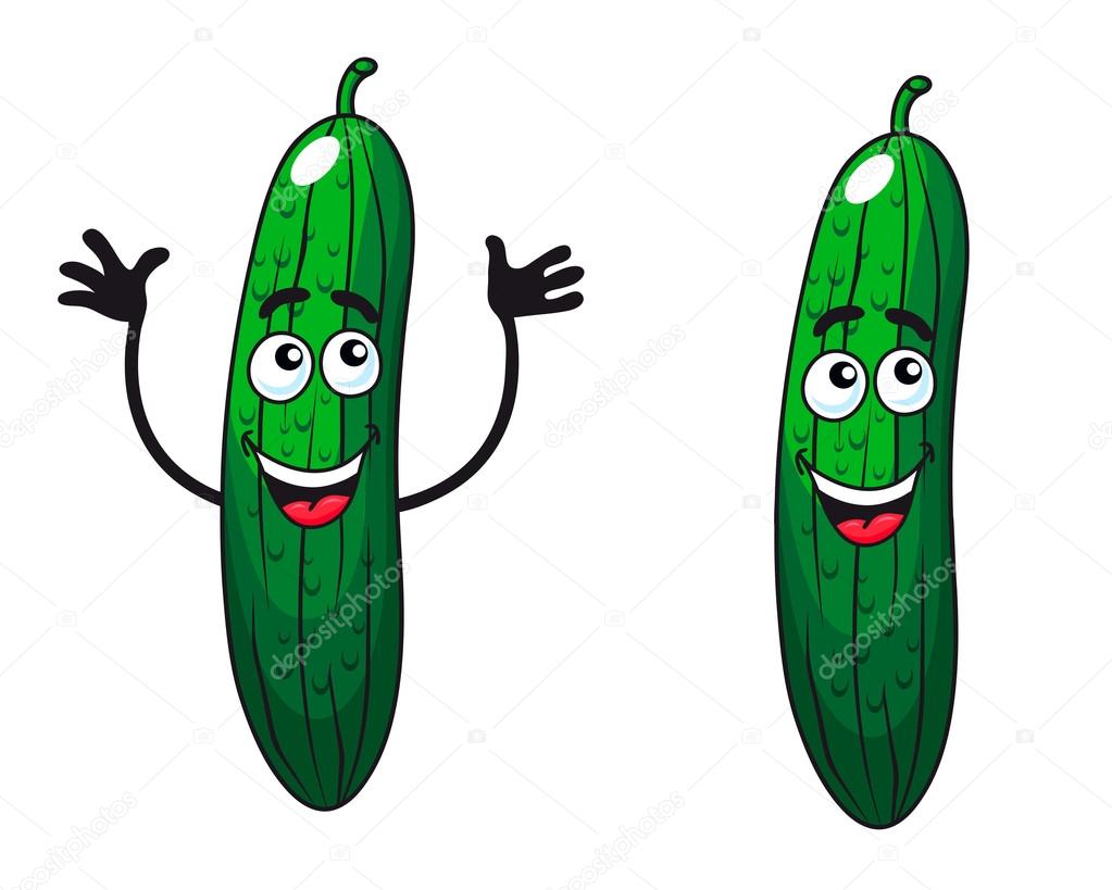 Pepinillos y pepinos verdes felices cómicos — Vector stock © Seamartini ...