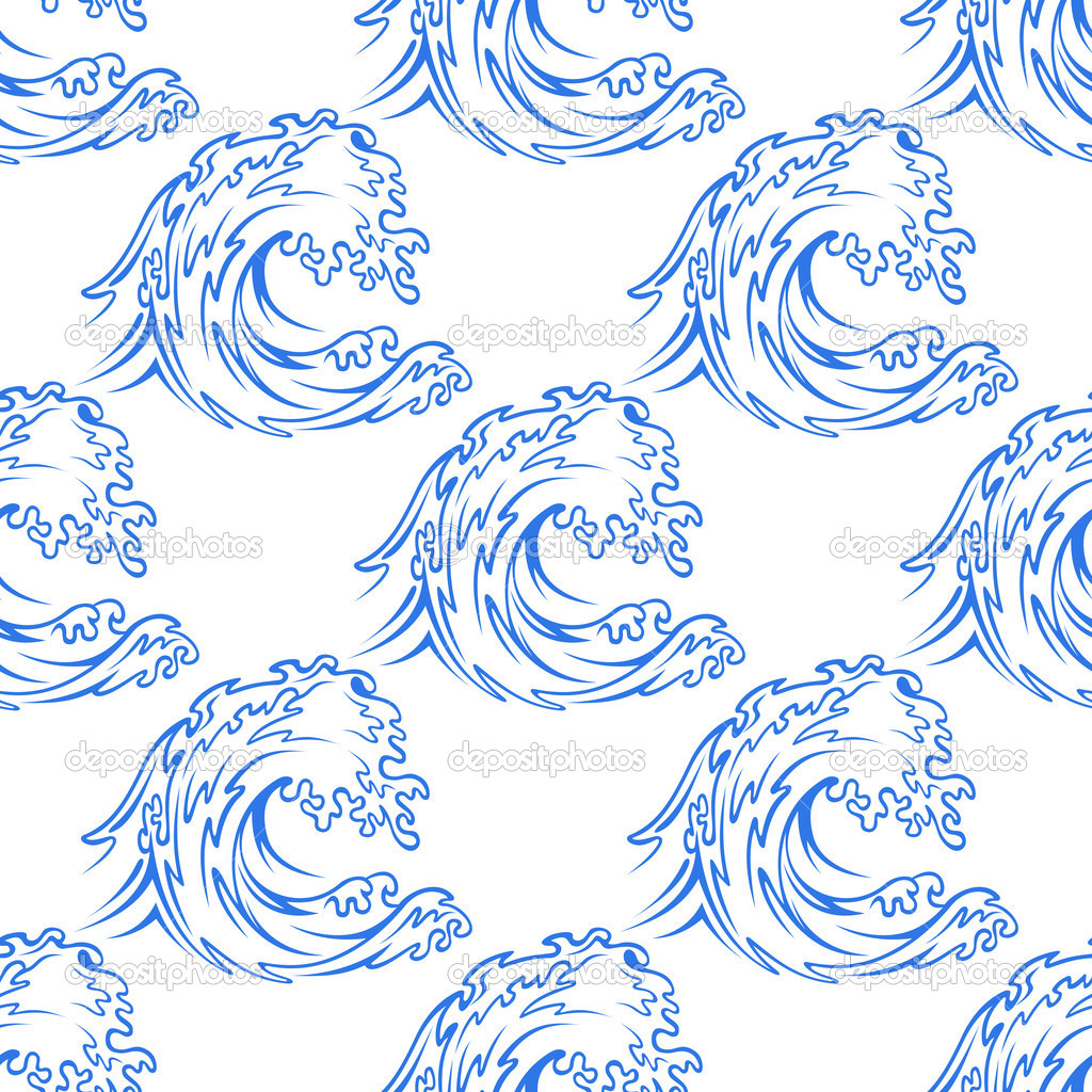 Dainty outline pattern of a curling wave Stock Vector Image by ...