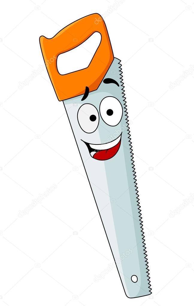 Dibujos animados serrucho herramienta con sonrisa — Vector stock ...