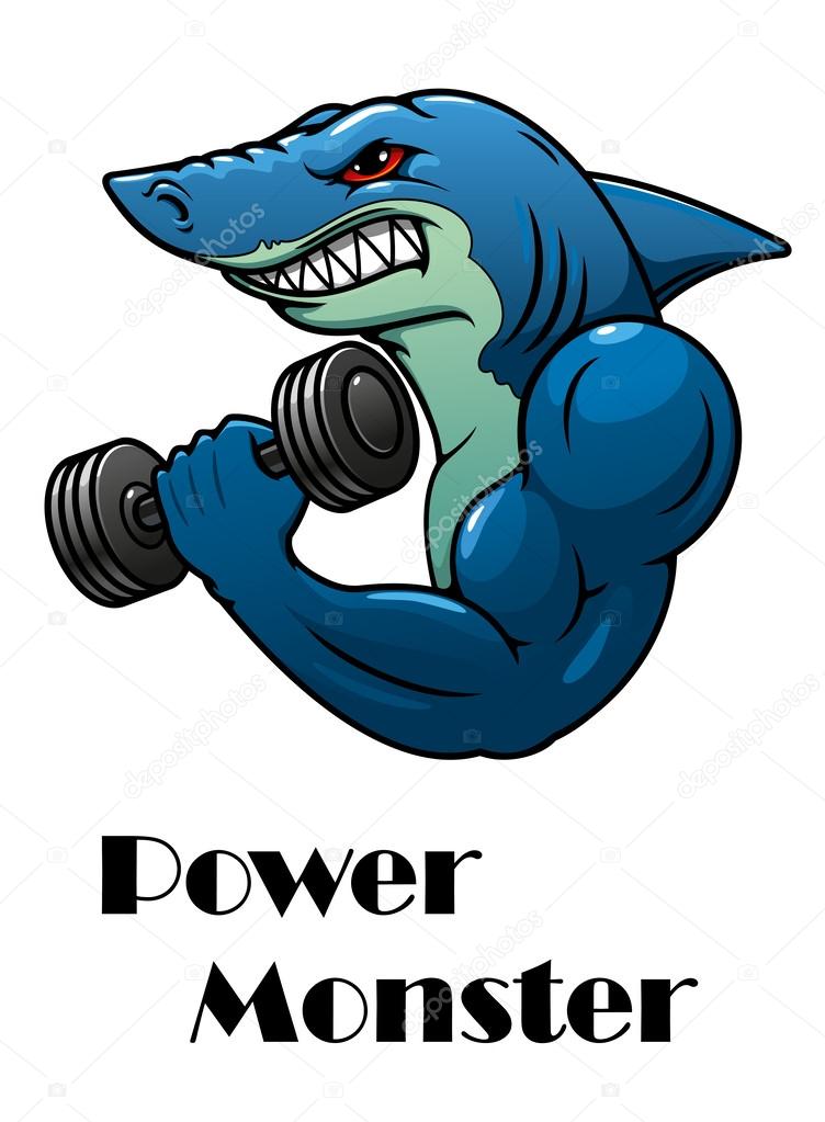 Shark athlete with dumbbells Stock Vector Image by ©Seamartini #47466775