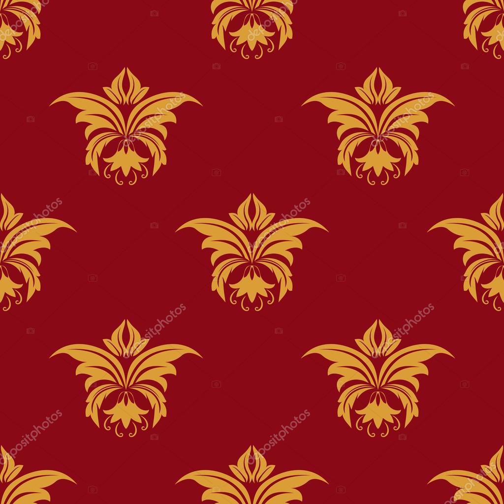 Maroon and yellow seamless floral pattern Stock Vector by ©Seamartini ...