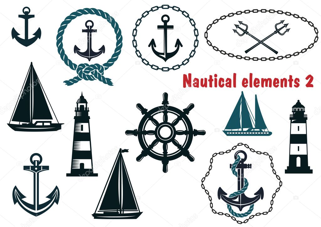 Set of nautical heraldry themed elements — Stock Vector © Seamartini ...
