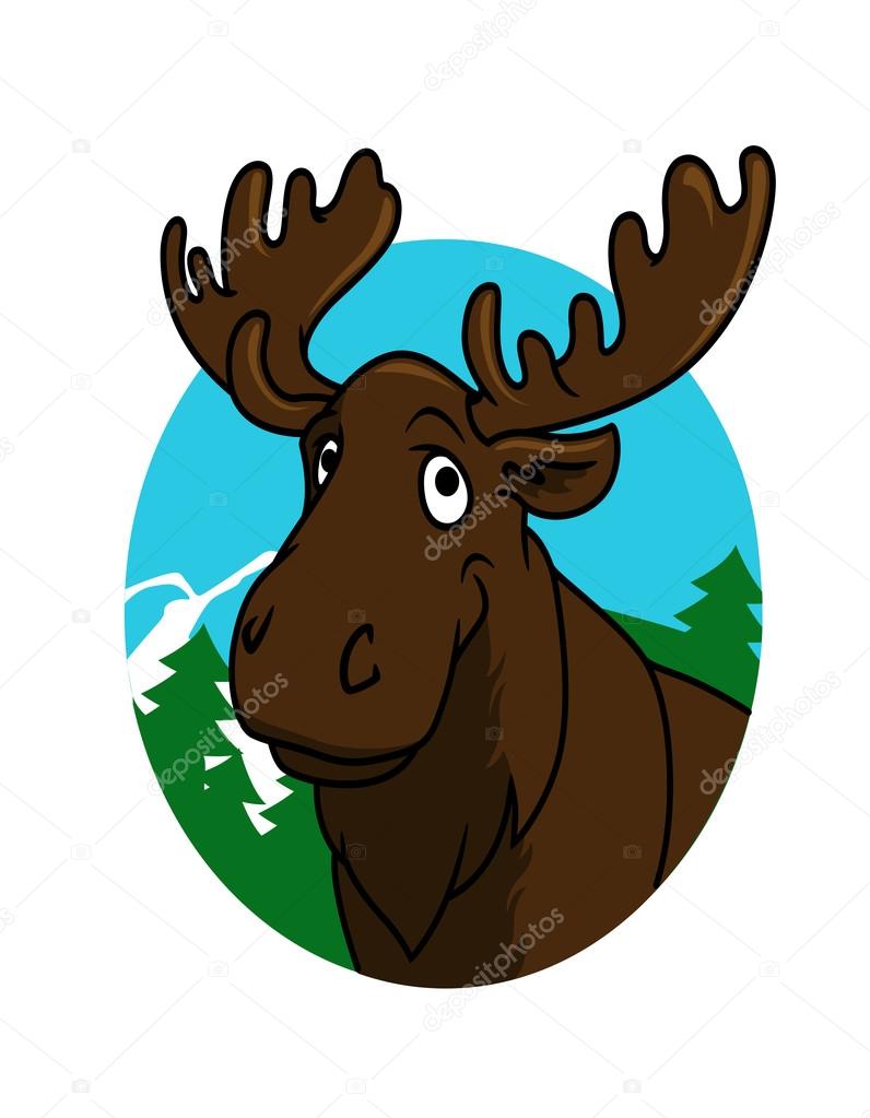 Cartoon Smiling Moose