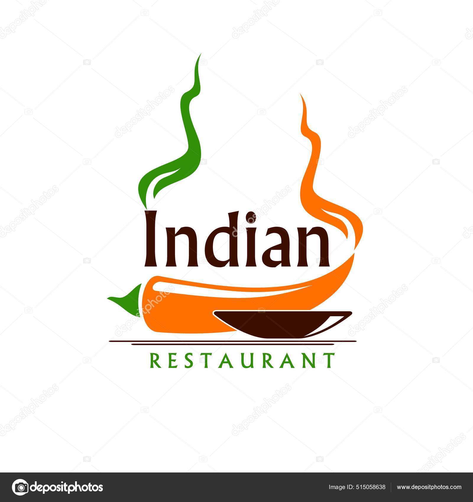 Indian Restaurant Icon Vector Bowl Spice Food Hot Red Chilli Stock ...