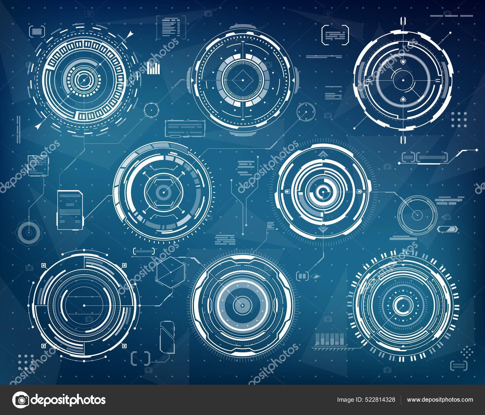 Hud Futuristic Circular Interface Panels Sci Web Technology Visual Data ...