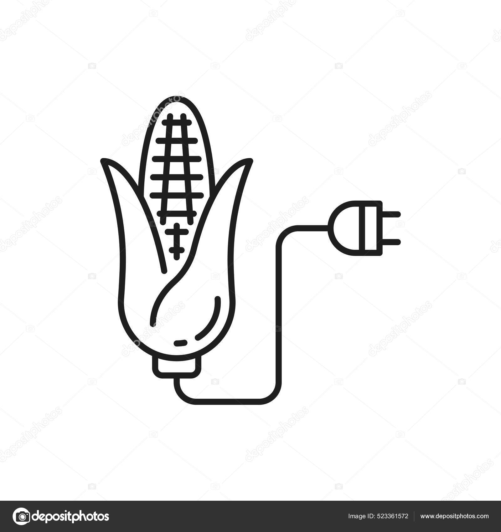 Biofuel Biomass Ethanol Made Corn Isolated Thin Line Icon Vector Stock ...