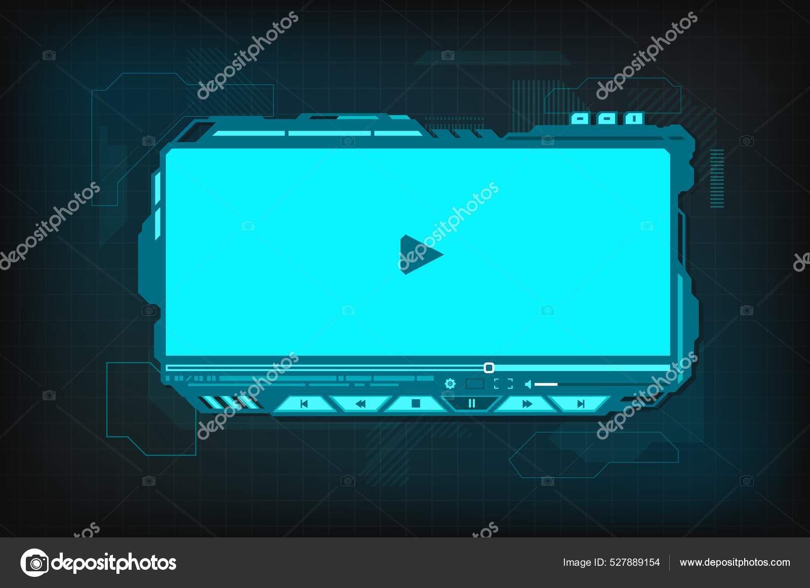 Hud Video Player Futuristic Interface Vector Design Hologram Movie ...