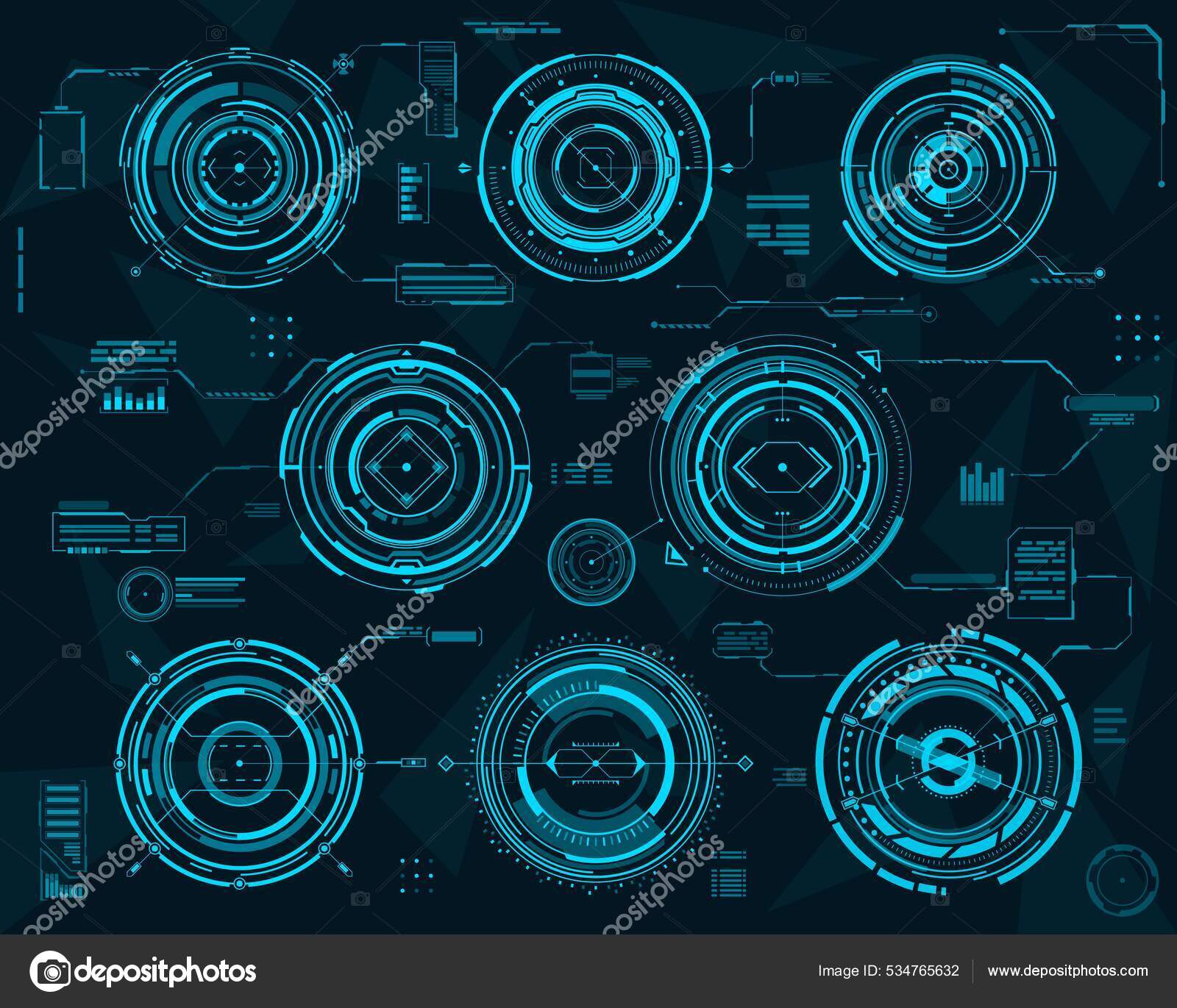 Hud Futuristic Infographic Circular Interface Vector Elements Business ...