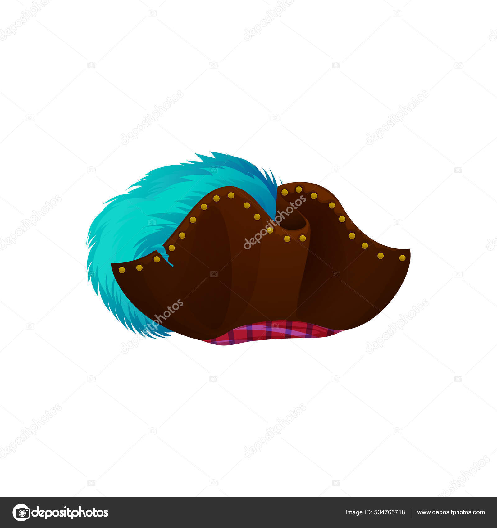 Pirate Hat Caribbean Captain Headwear Feathers Decor Isolated Cartoon ...