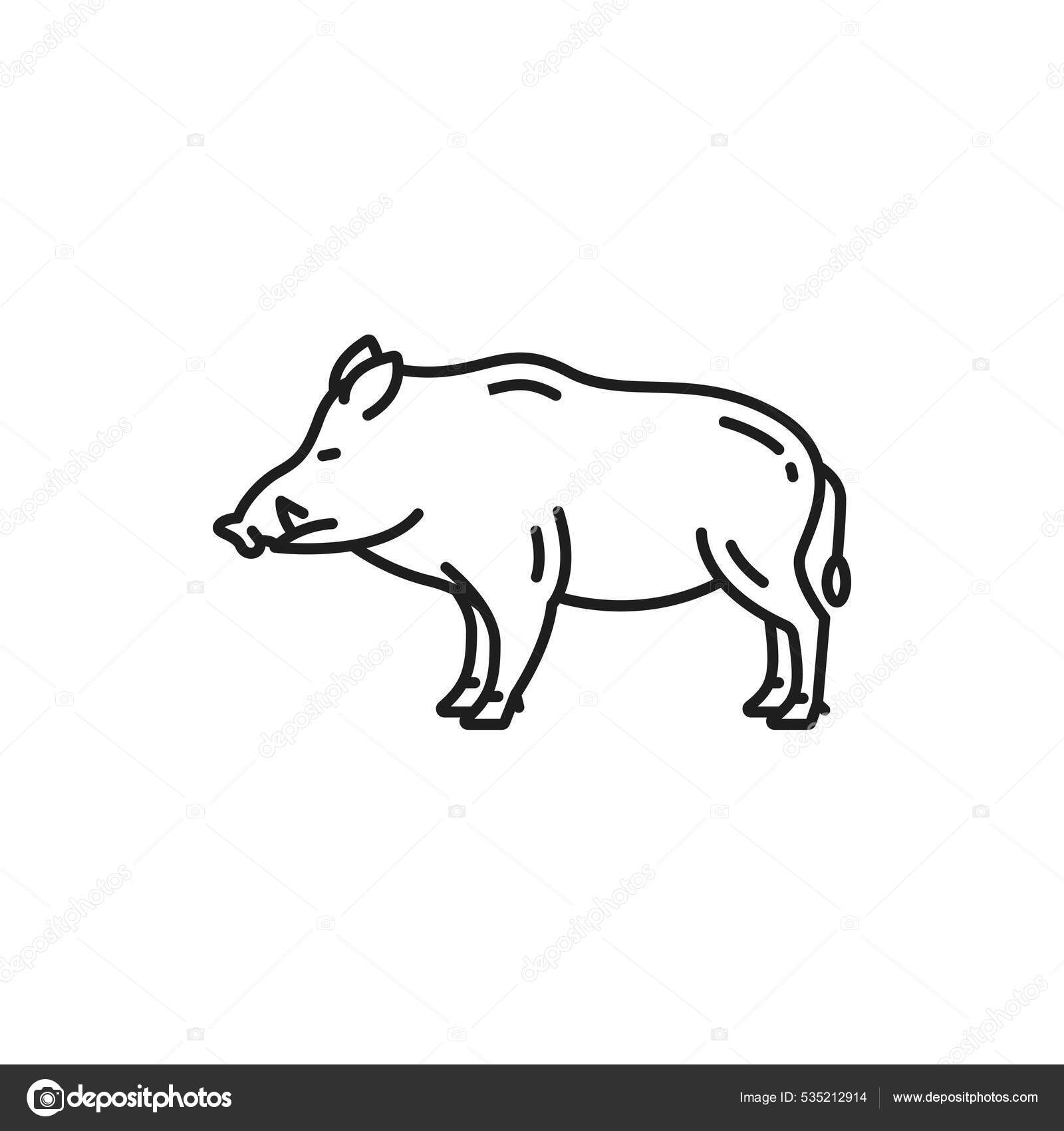 Wild Pig Swine German Boar Mammal Isolated Outline Icon Vector Stock ...