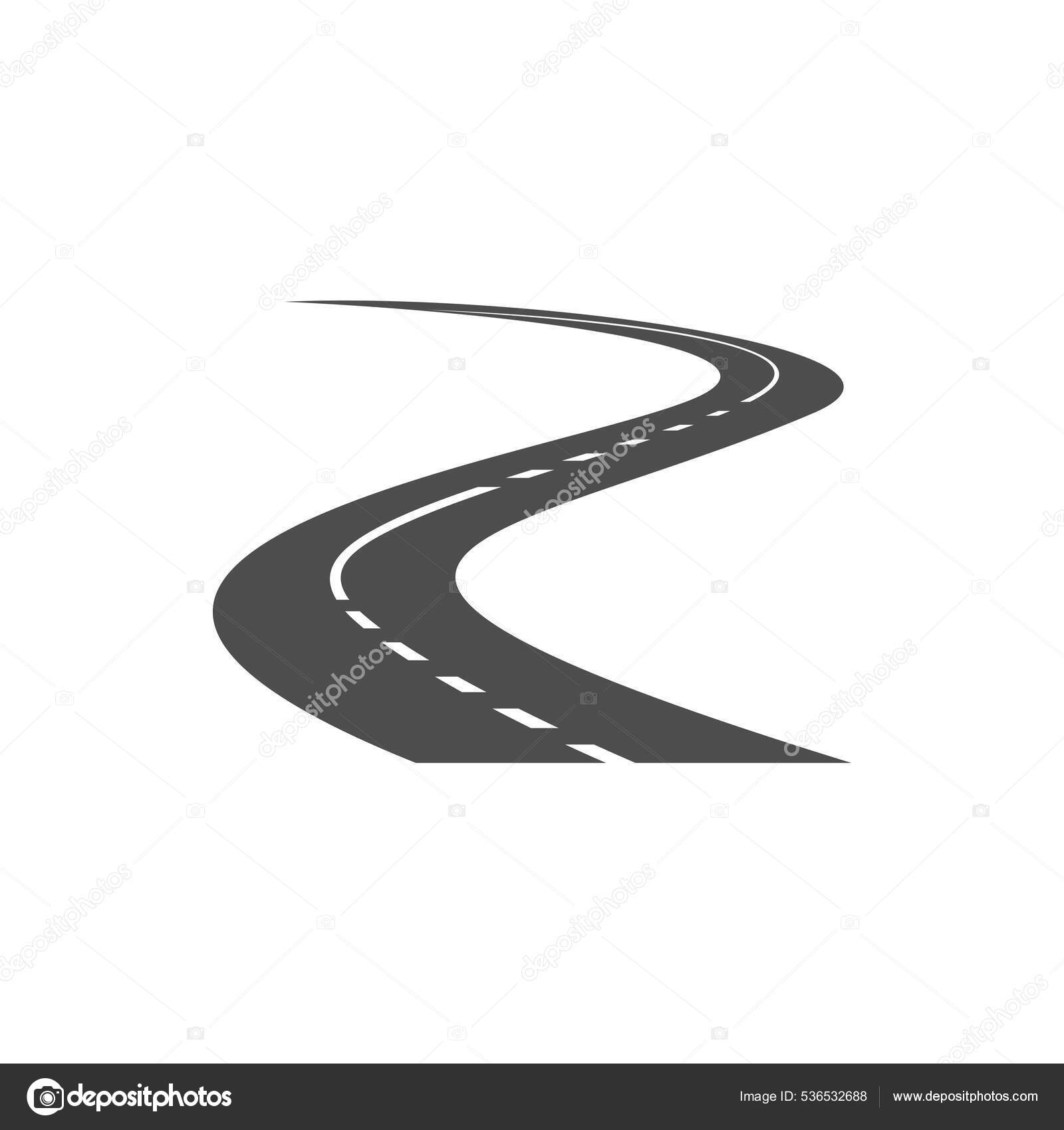 Carretera Sinuosa Camino Curva Asfalto Camino Asfaltado Camino Vector ...