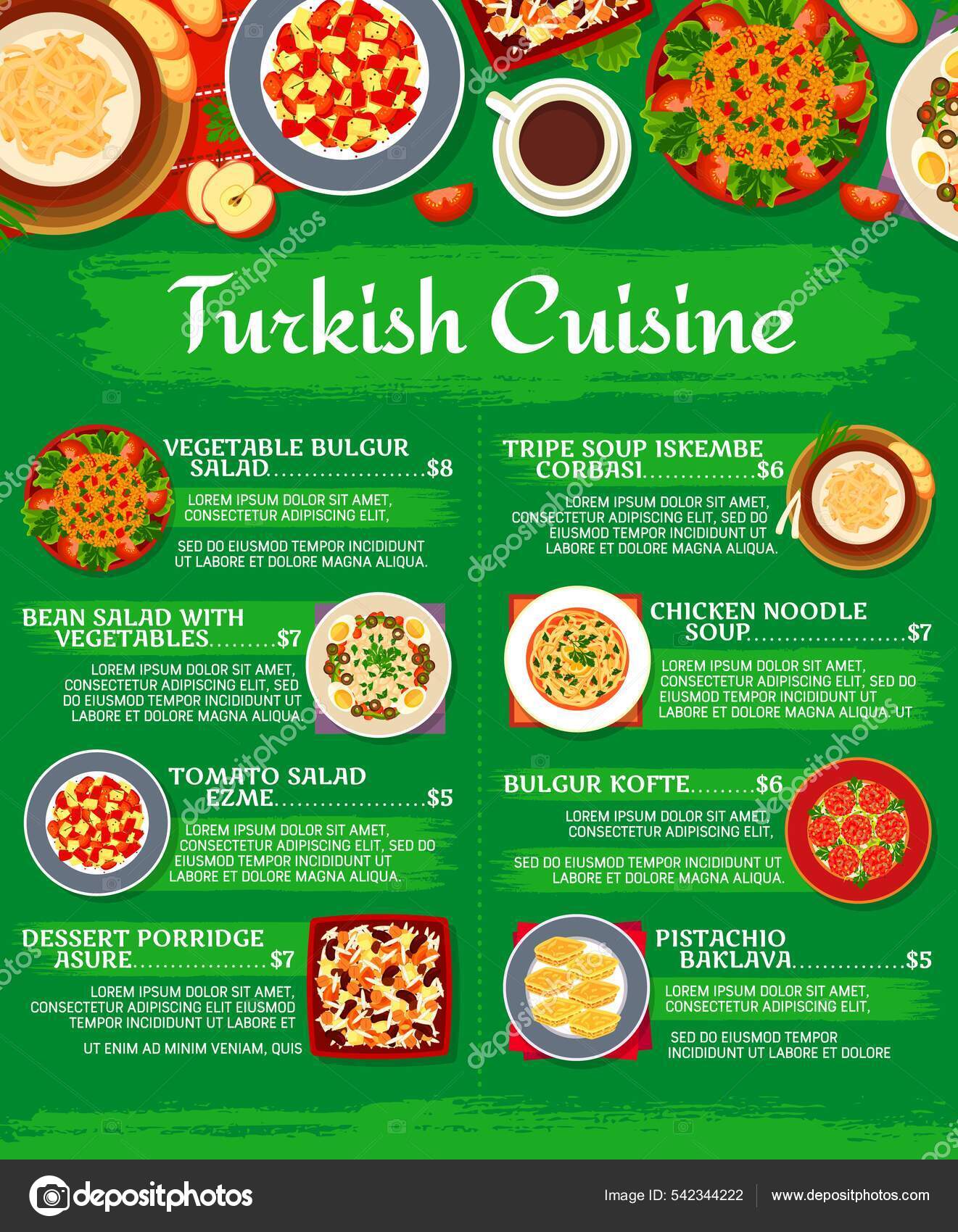 Turkish Cuisine Menu Template Restaurant Lunch Food Dinner Dishes ...