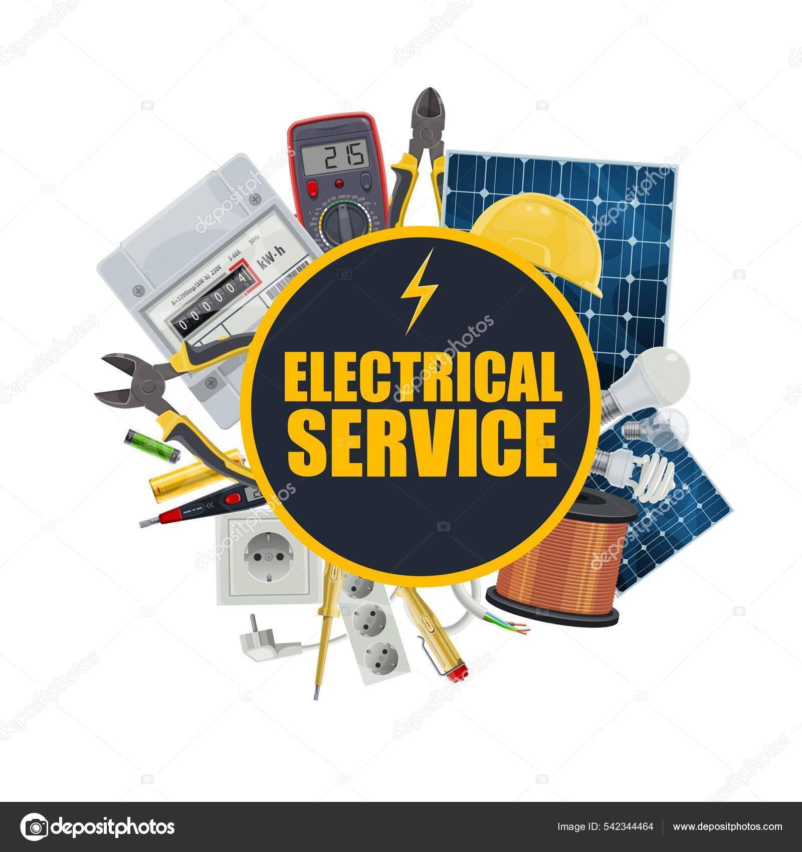 Electric Service Cartoon Vector Equipment Electrician Engineer Tools ...