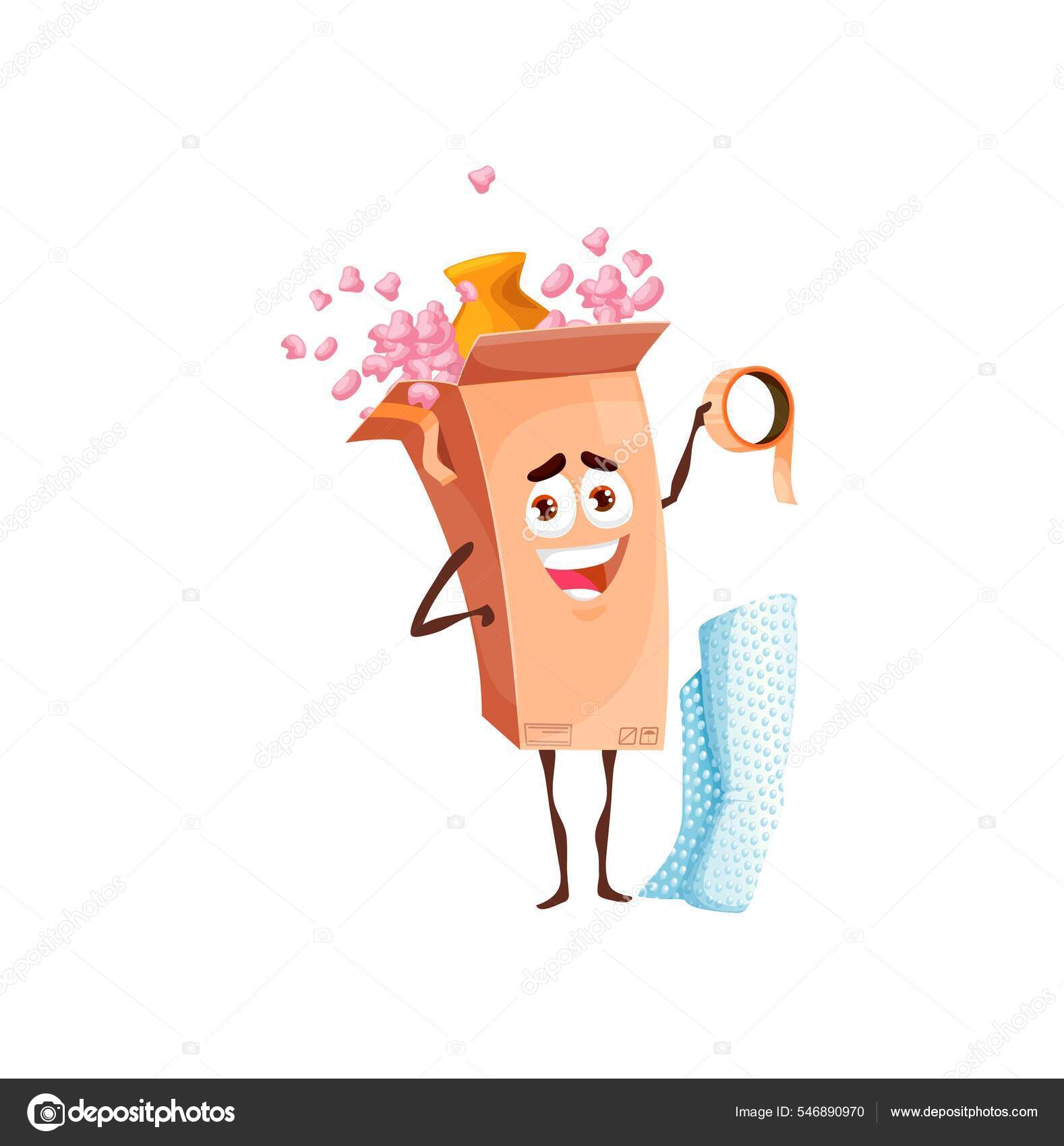 Cartoon Package Adhesive Tape Delivery Shipping Service Vector ...