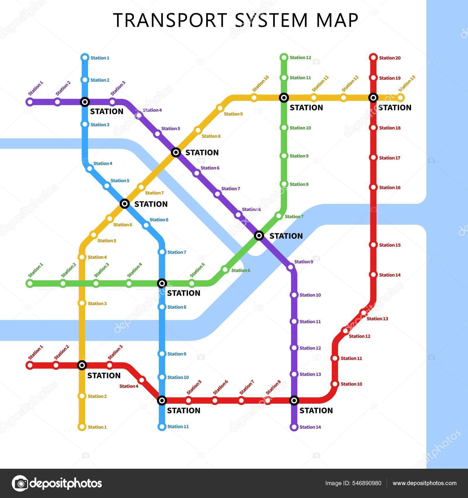 Metro Underground Subway Bus Transport City Map Stations Vector Urban ...