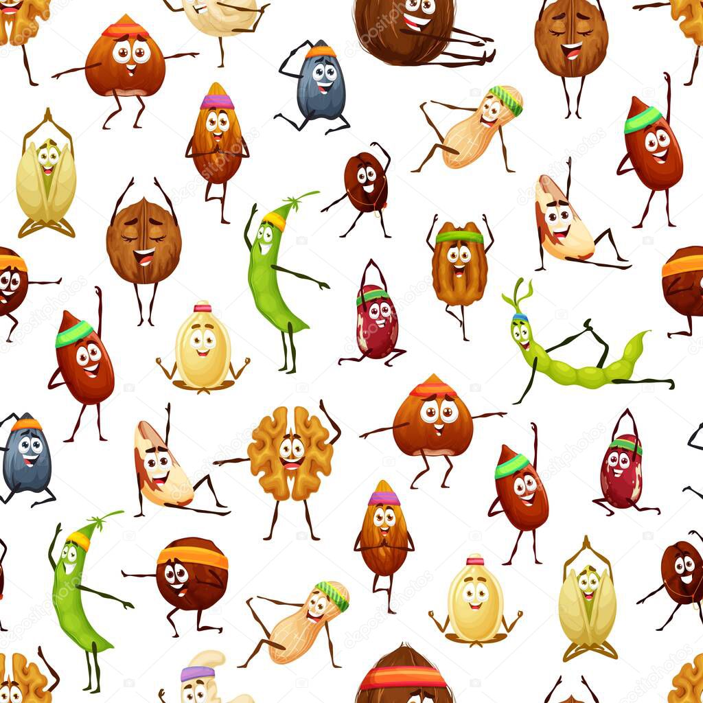 Dibujos animados nueces y frijoles patrón sin costuras, vector de fondo ...