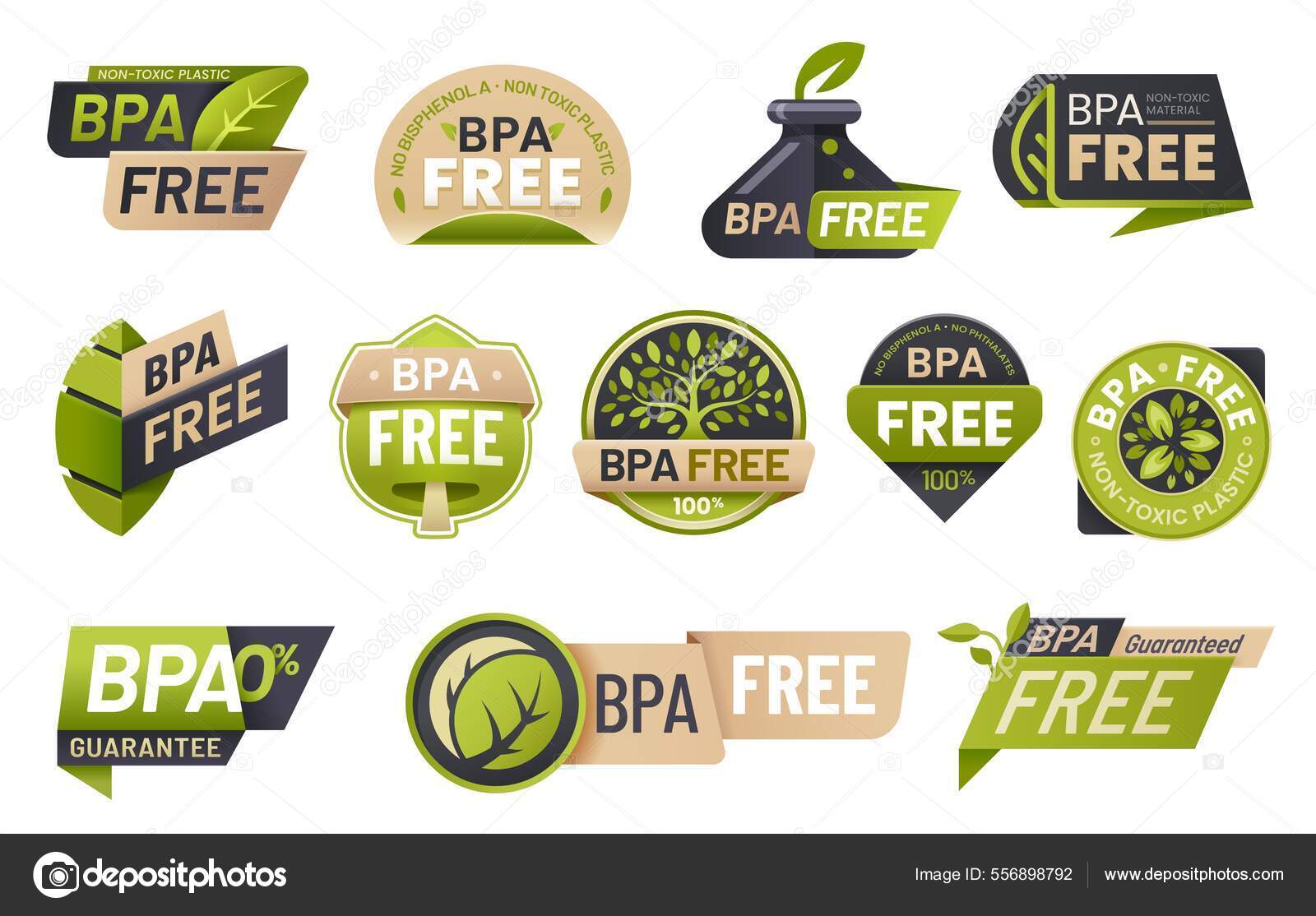 Bpa Free Icons Labels Food Plastic Bisphenol Non Toxic Plastic Stock ...
