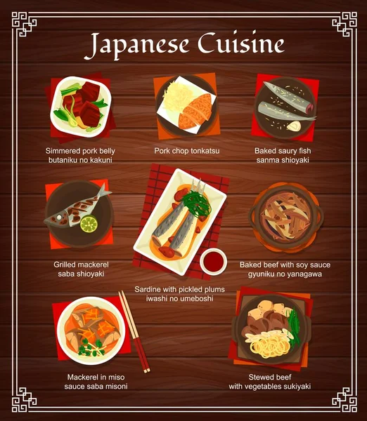 Cuisine Japonaise Menu Gastronomique Plats Affiche Des Repas Avec Dîner ...
