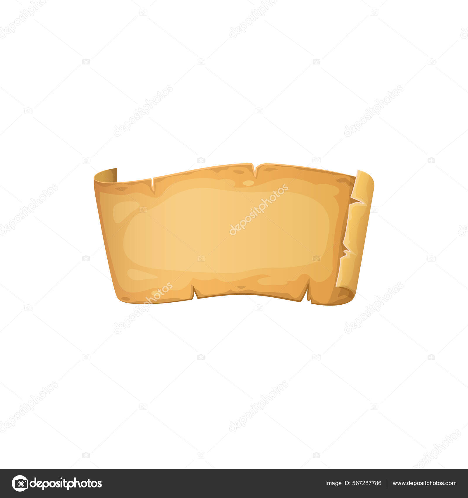 Sheepskin Parchment Old Medieval Frame Torn Edges Isolated Cartoon ...