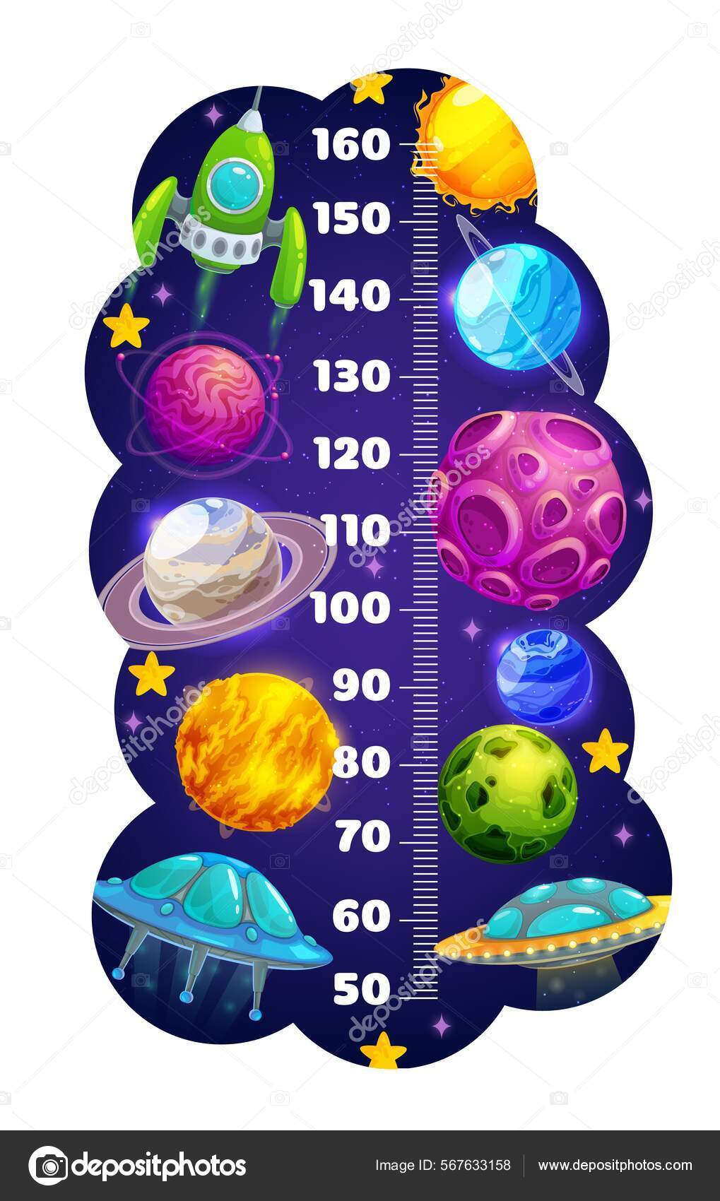 Kids Height Chart Galaxy Space Planets Spacecrafts Children Growth ...