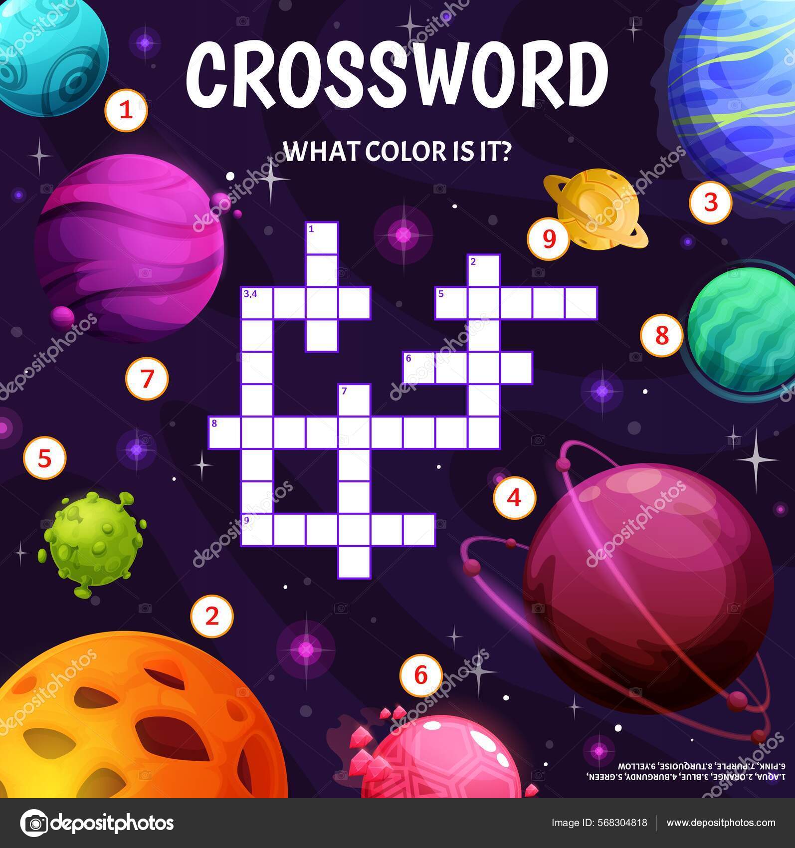 Solar System Planets Cross Word