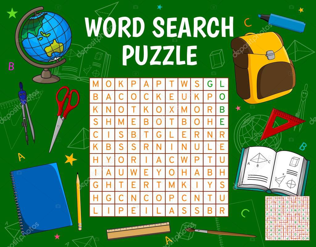 Vettoriale stockArticoli Scolastici Articoli Cancelleria Ricerca Parole ...