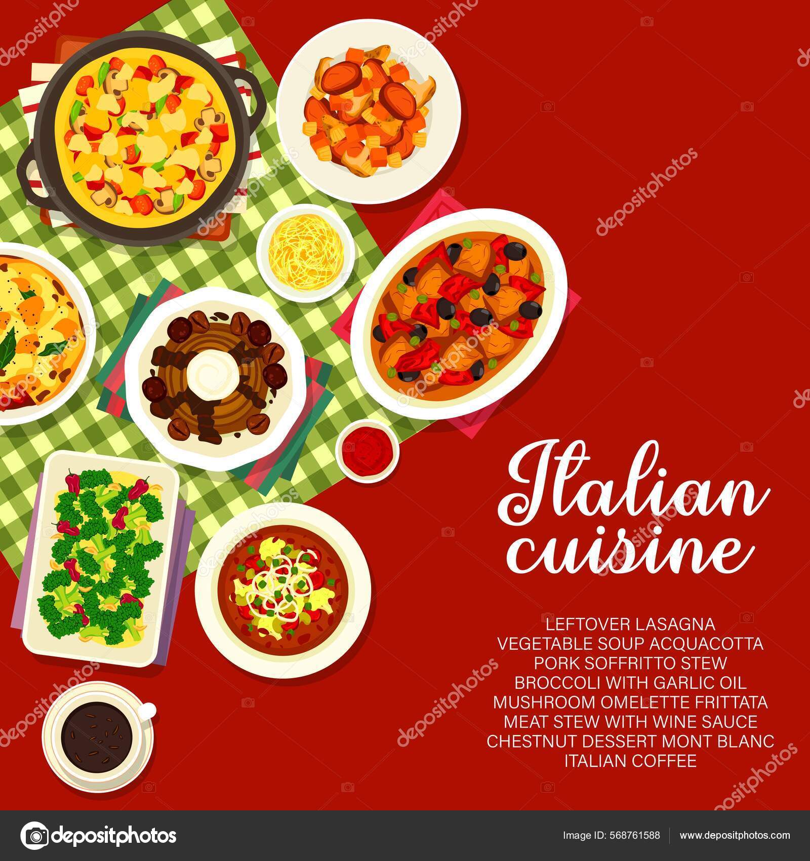 Italian Cuisine Menu Cover Chestnut Dessert Mont Blanc Acquacotta ...