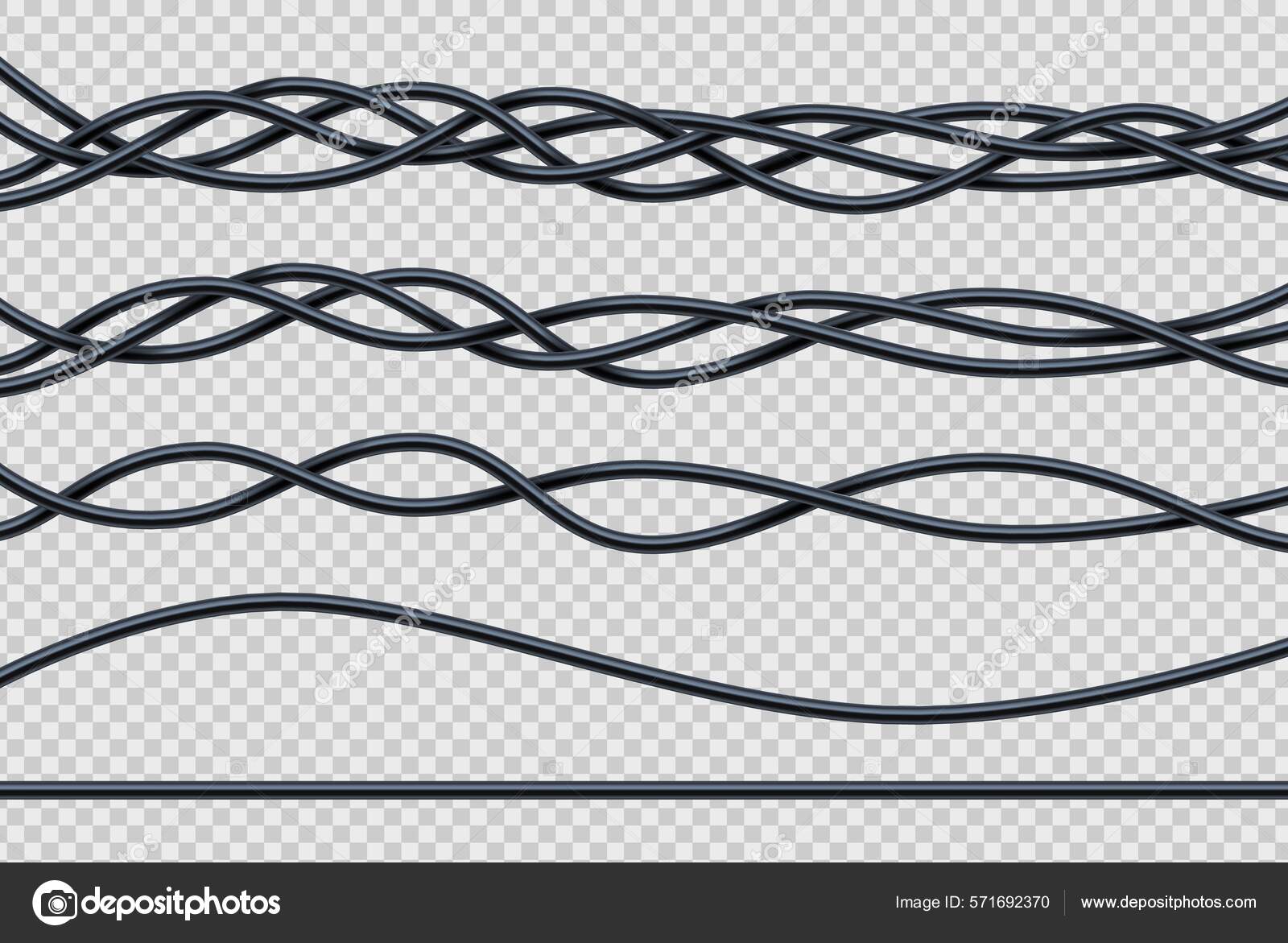 Electric Wire Realistic Cable Vector Flexible Cords Insulated ...