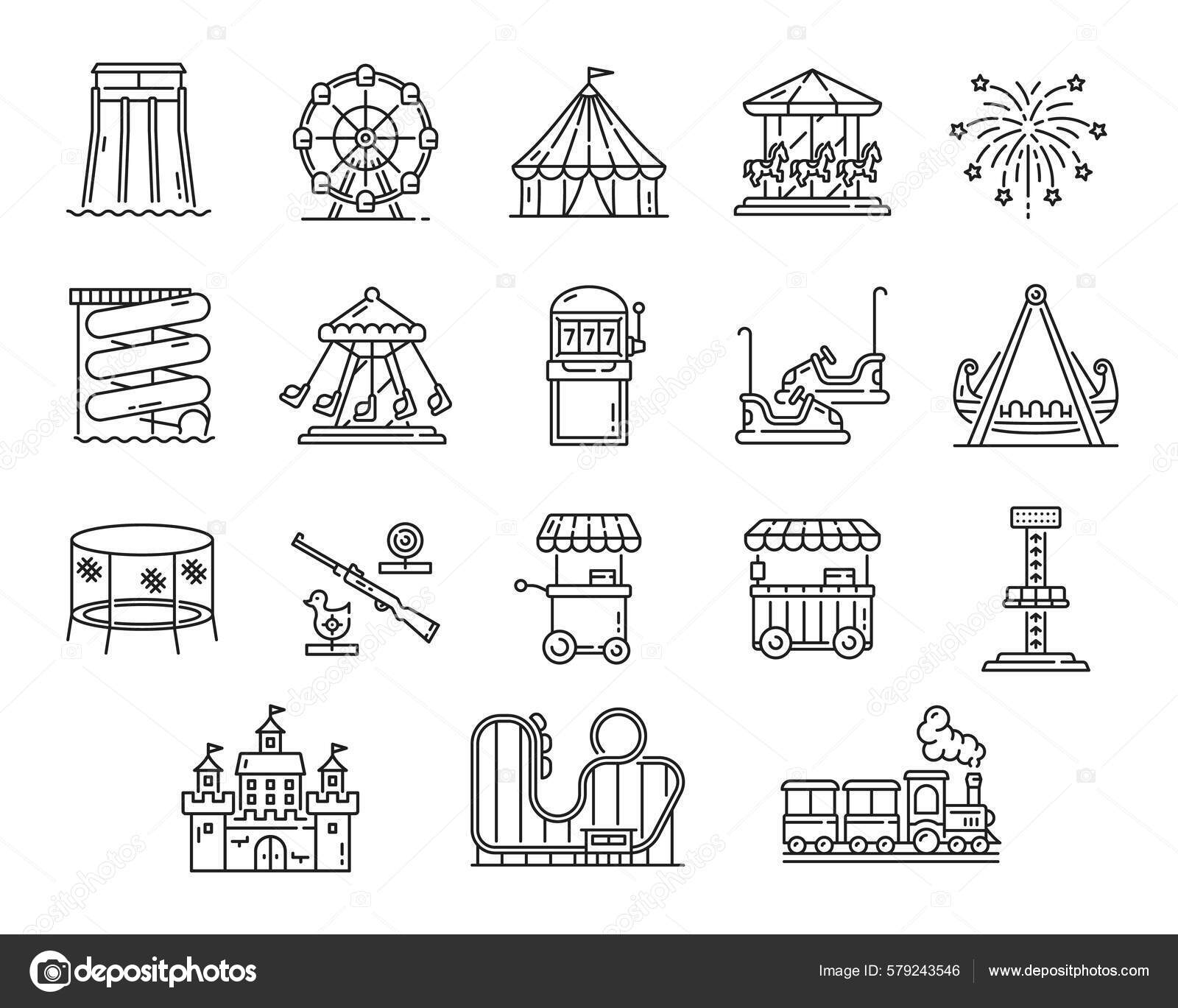 Amusement Park Playground Funfair Carousel Rollercoaster Roundabout ...