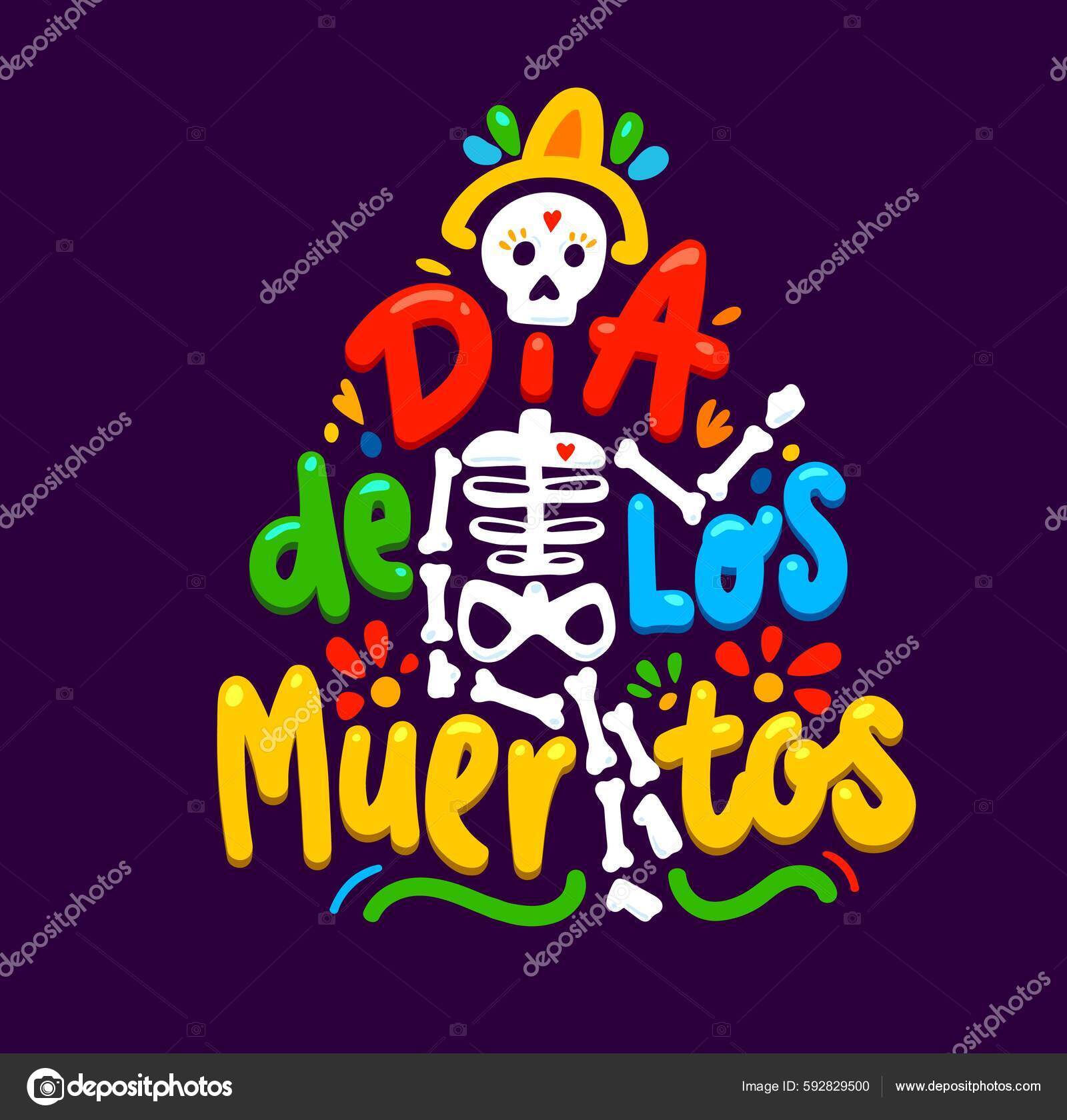 Dia Los Muertos Mexican Cartoon Banner Skeleton Day Dead Holiday Stock ...
