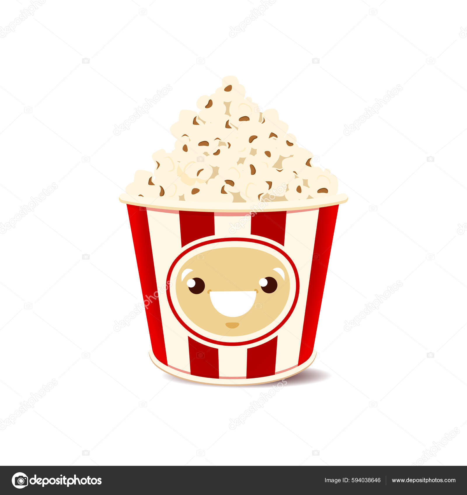 Cartoon Popcorn Character Funny Vector Pop Corn Bucket Cute Smiling 图库 ...