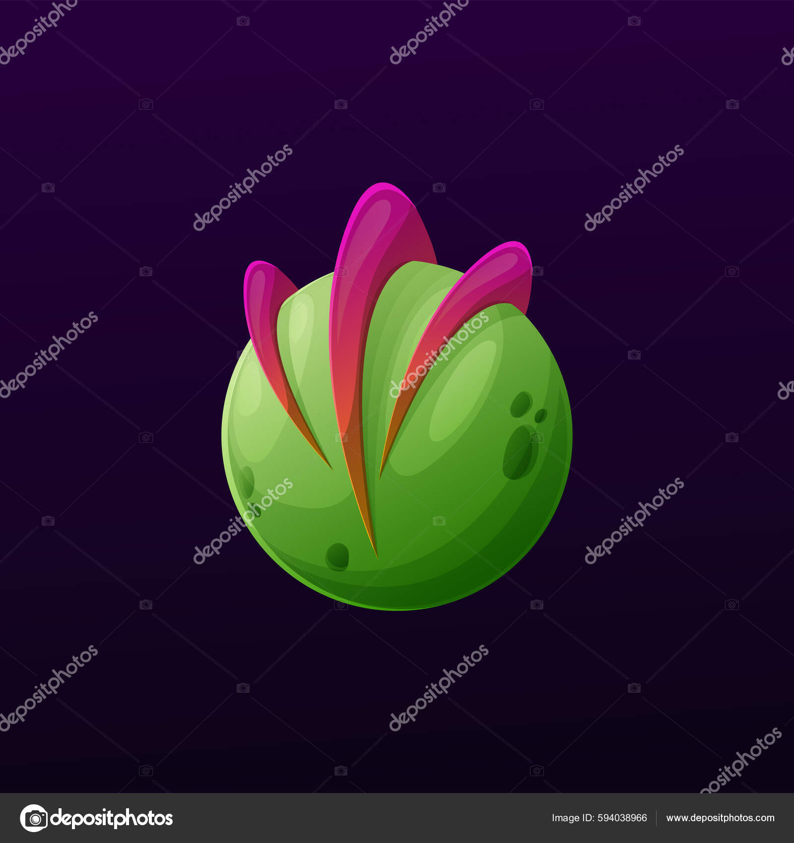 Cartoon Alien Green Planet Crests Space Comic Planet Gui Satellite ...