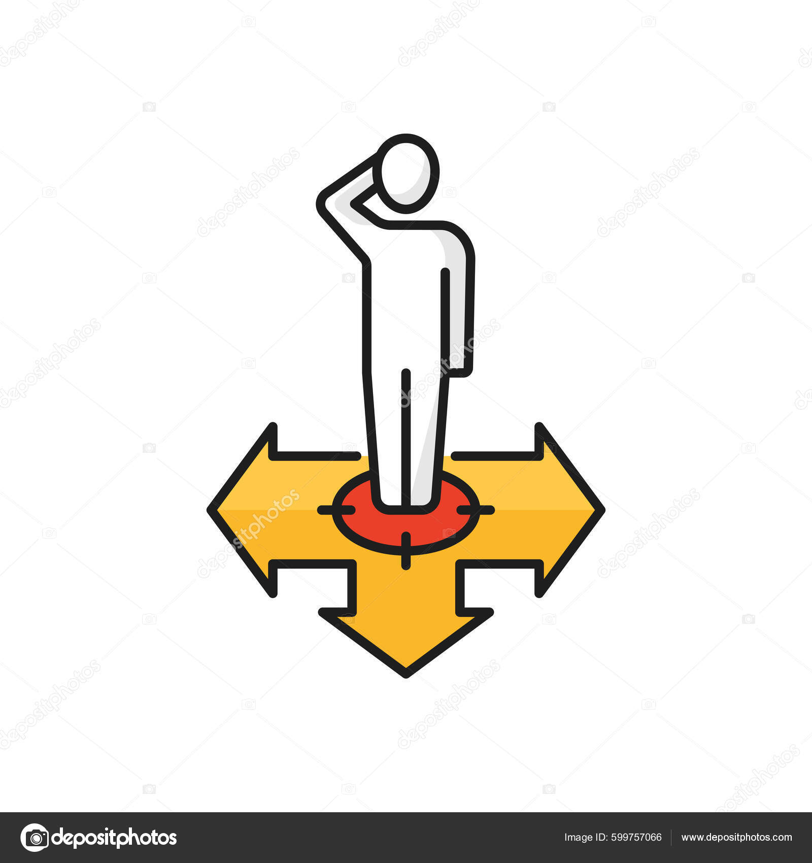 Choosing Path Business Strategy Choice Color Outline Icon Making Decision Stock Vector by ...