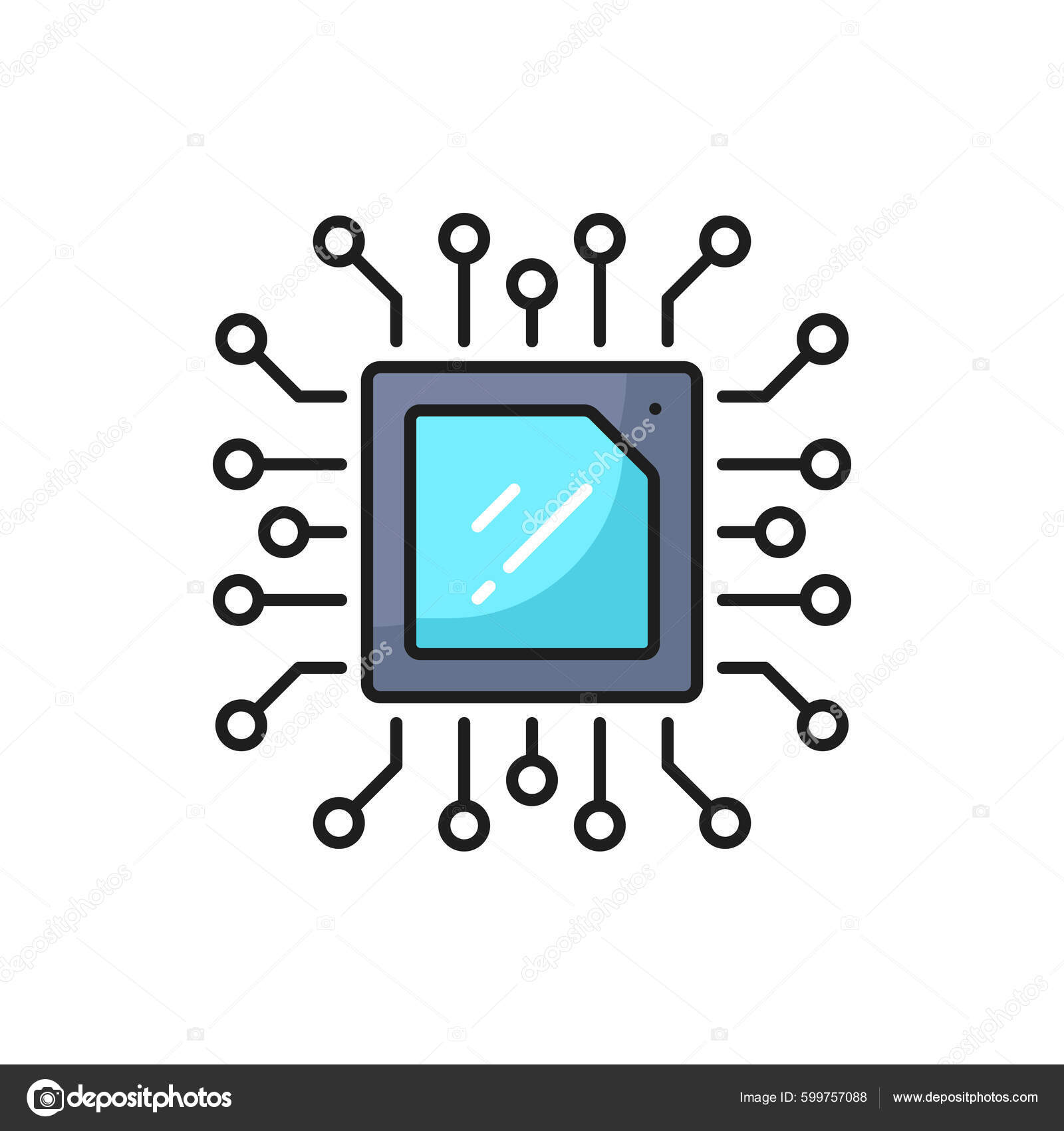 Computer Chip Semiconductor Technology Outline Icon Computer Mobile ...