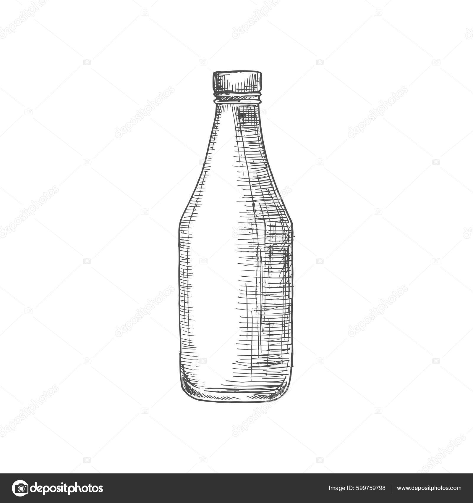 Water Bottle Isolated Hand Drawn Sketch Vector Container Mineral Aqua ...