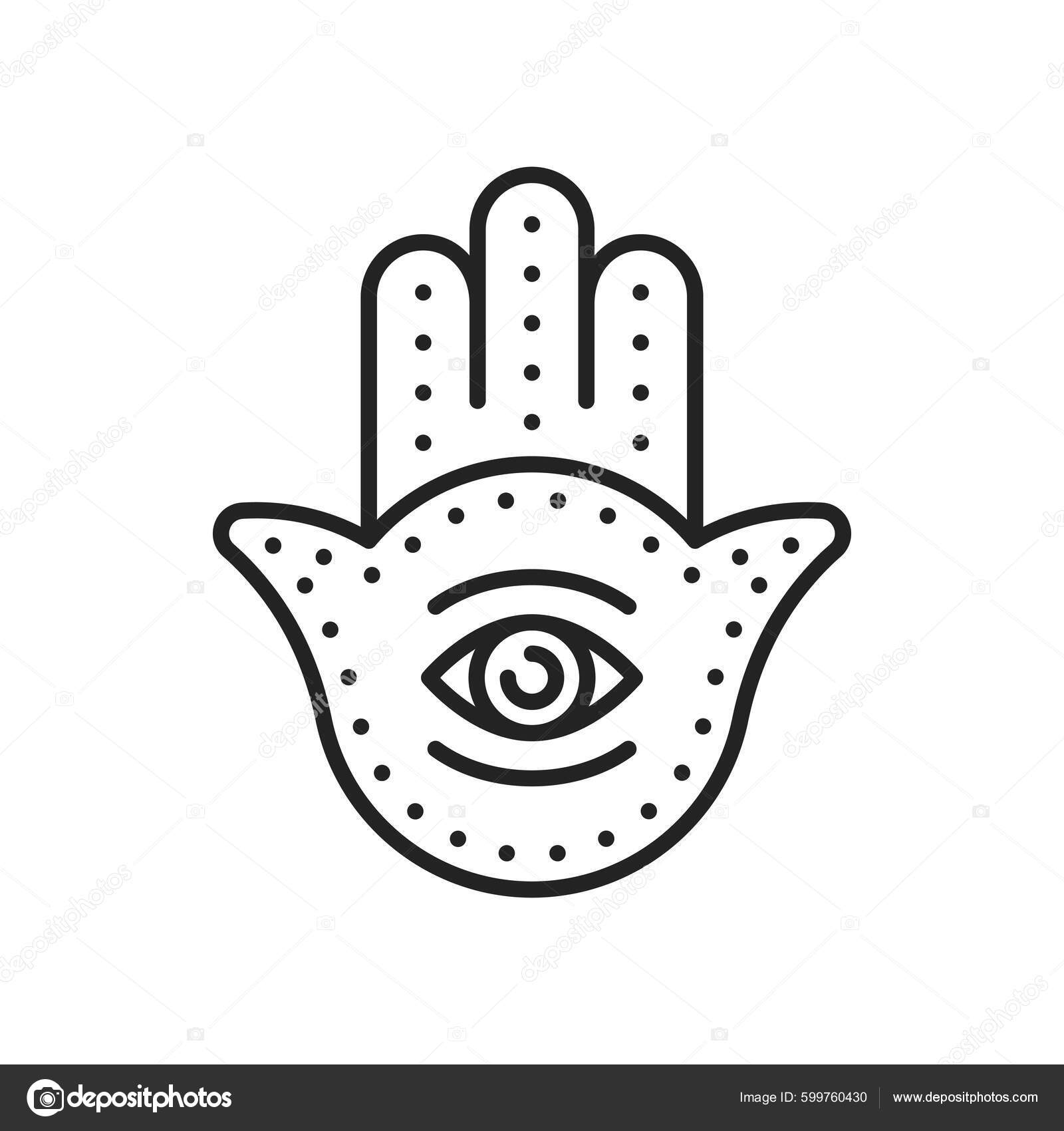 Jewish Hamsa Hand Symbol Hamsa Hand Jewish Line Icon Vector