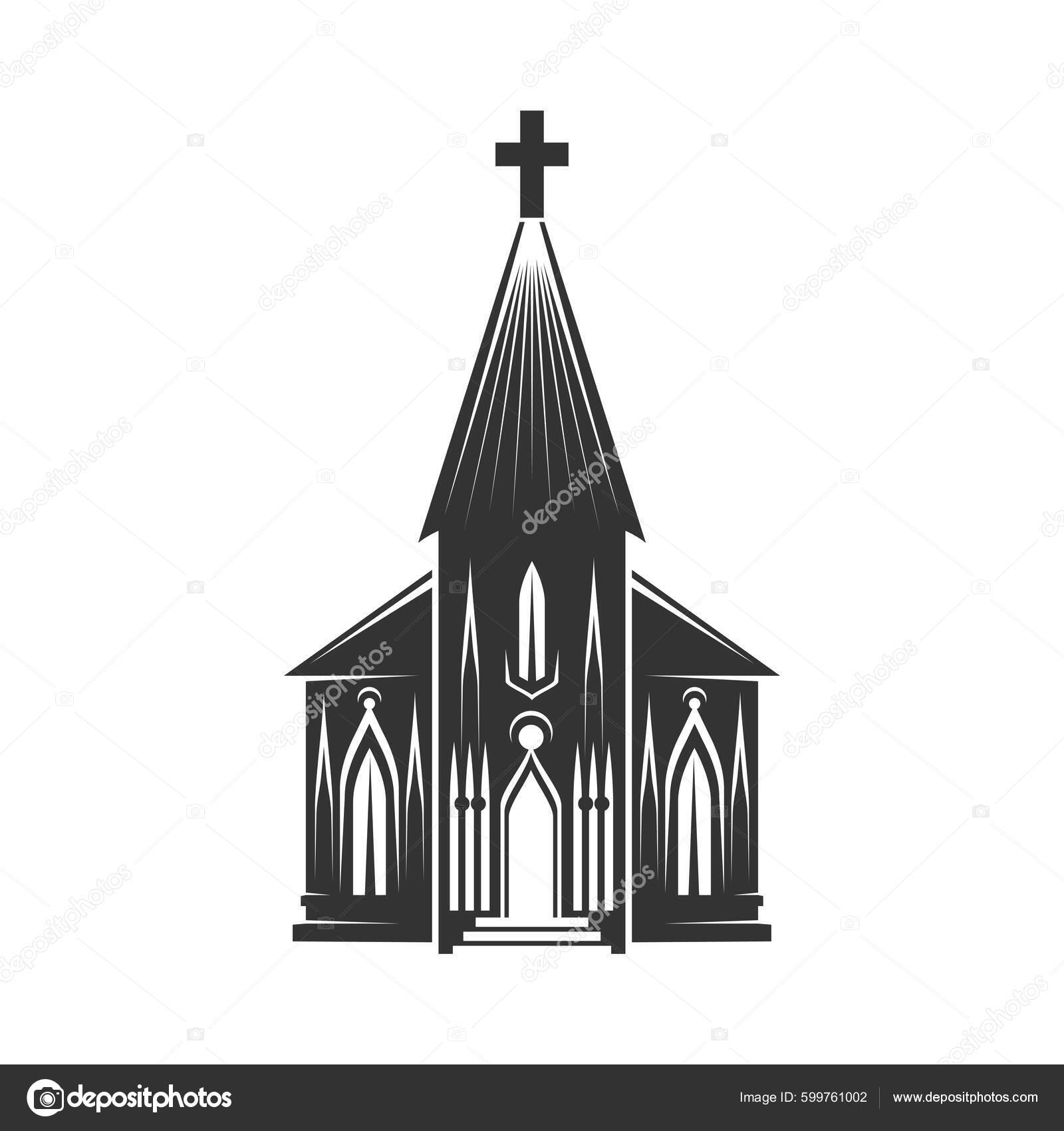 Church Tower Isolated Religion Building Facade Vector Holy Building ...