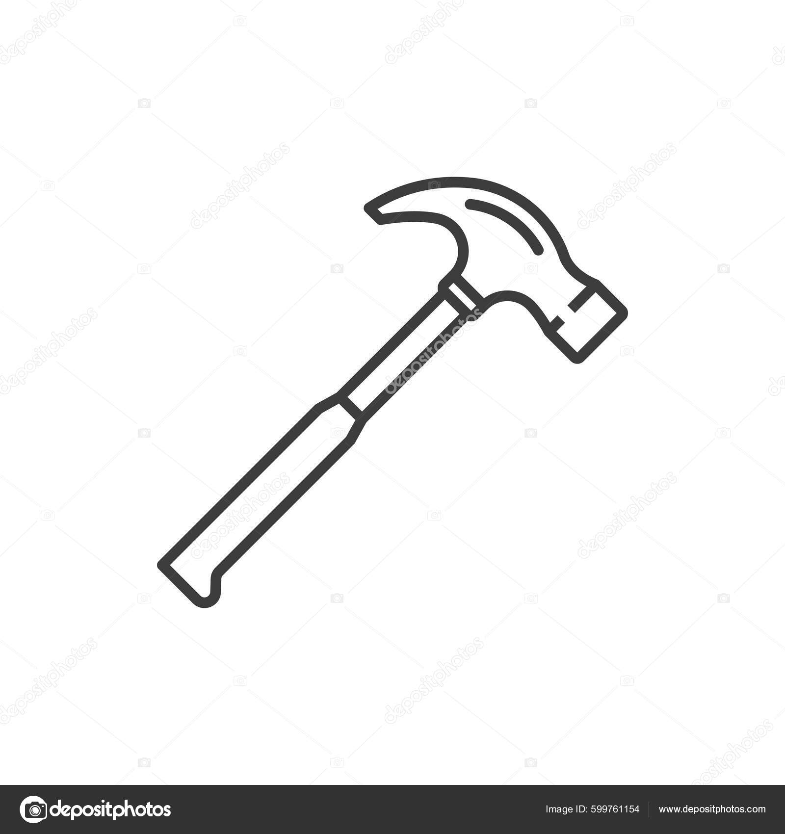 Hammer Isolated Carpenter Instrument Outline Icon Vector Closeup ...