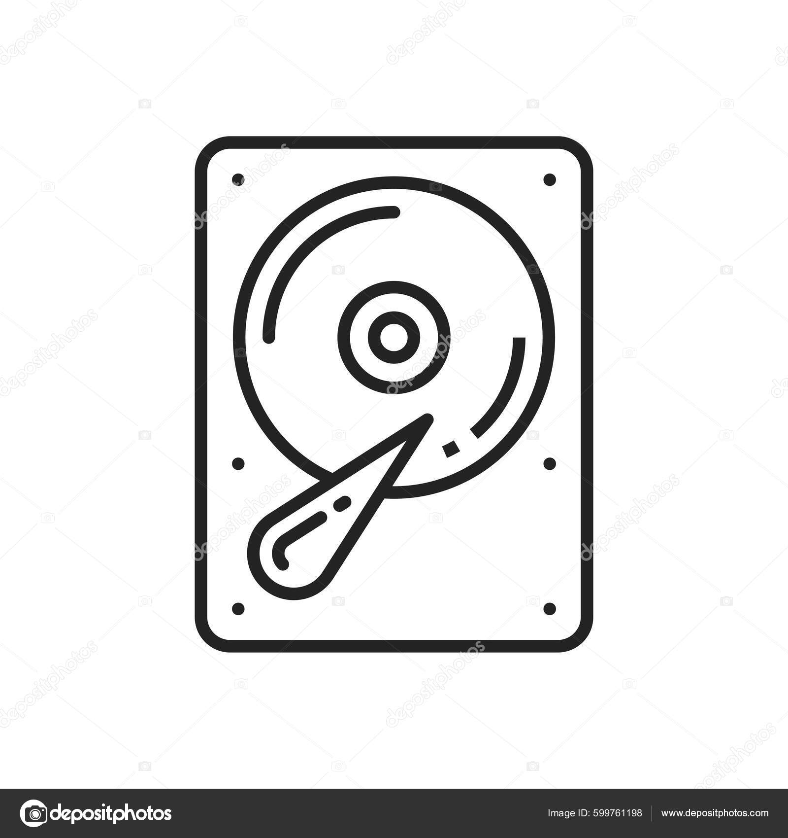Hard Disk Isolated Outline Simple Line Icon Vector Internal Memory ...