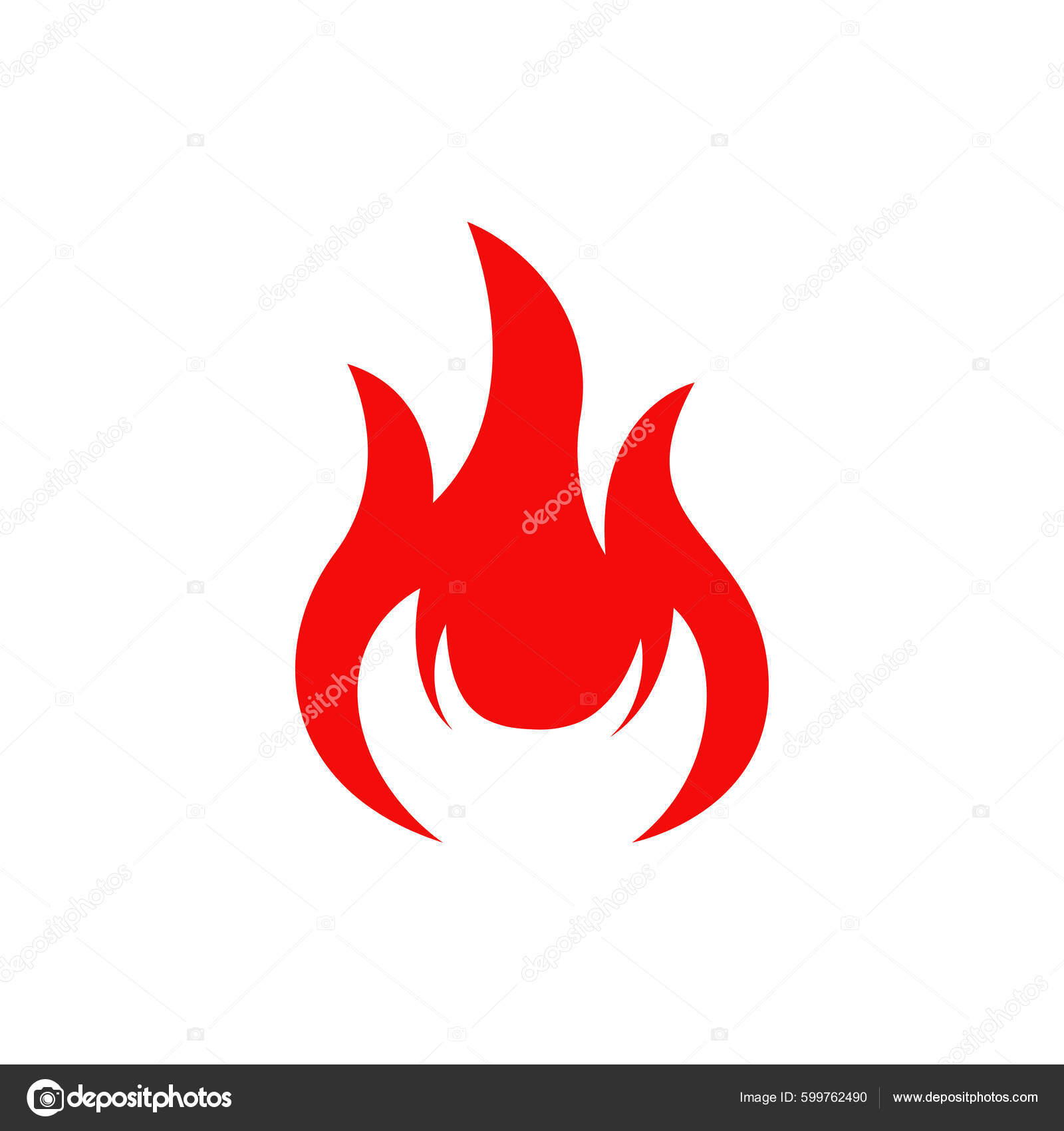 Fire Isolated Vector Icon Red Campfire Burning Blaze Symbol Glowing ...