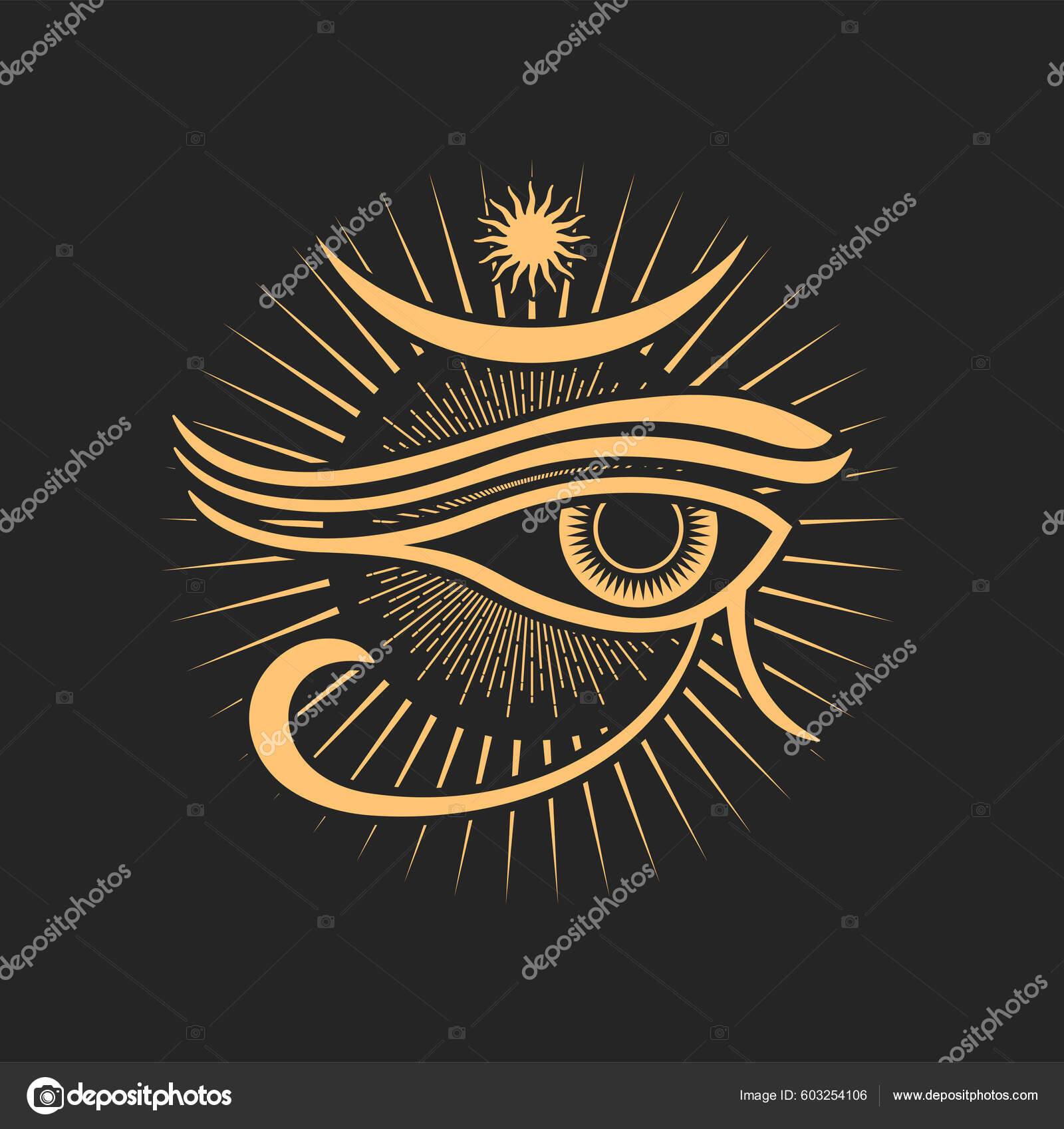 Occult Esoteric Symbol Egyptian Horus All Seeing Eye Sun Radiant 스톡 벡터 ...